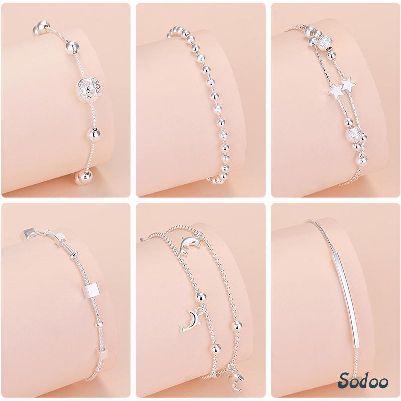 Jual 925 Gelang perak asli Korea gelang Rantai Liontin Perhiasan Tangan ...