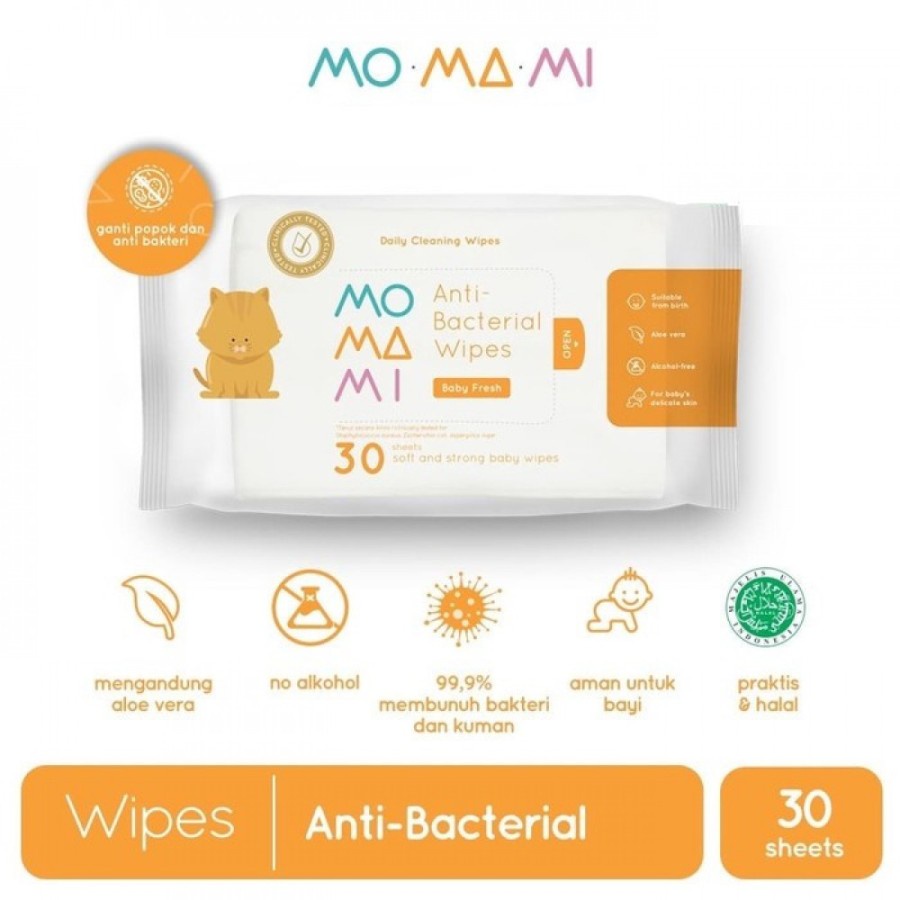 Jual MoMaMi Anti Bacterial Wipes 30 Sheet | Shopee Indonesia