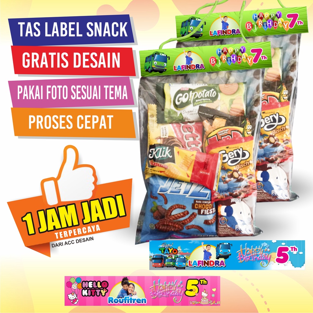 Jual Hanging tag tas label snack ultah tas jinjing tas plastik ultah ...