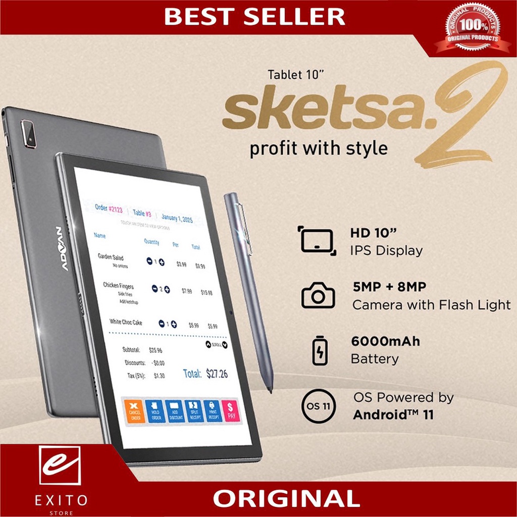 Jual ADVAN TAB SKETSA 2 RAM 4/16 ANDROID 11 10" RESMI ADVAN | Shopee ...