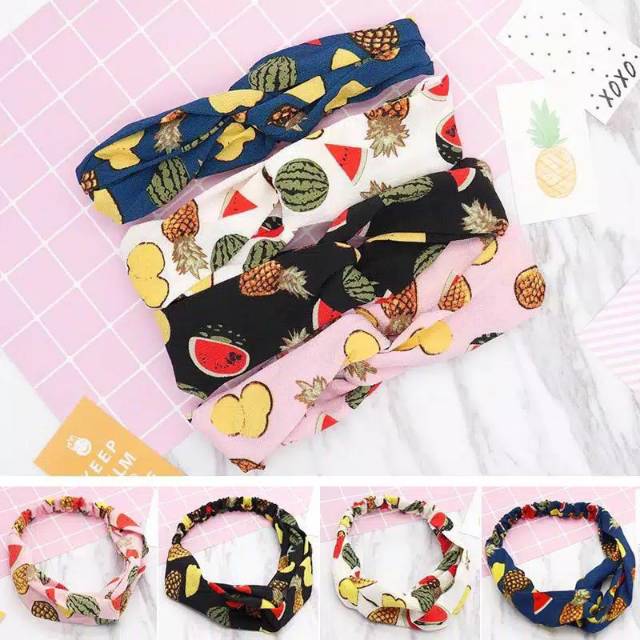 Jual Bandana Korea Simpul Motif Buah Buahan Fruit HeadBand Korean Bando ...