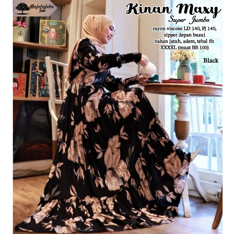 Jual (Bisa COD) KINAN Maxy Dress Big Size Gamis Super Jumbo LD 110 120 130 140 150 Gamis Lebaran ...