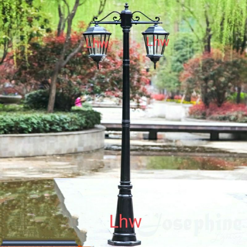 Jual Lampu tiang taman cabang 2 outdoor indoor tinggi 2,1 mtr (180 ...