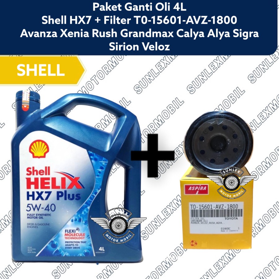 Jual PAKET GANTI OLI 4L SHELL HX7 5W-40 AVANZA XENIA RUSH + FILTER OLI ...