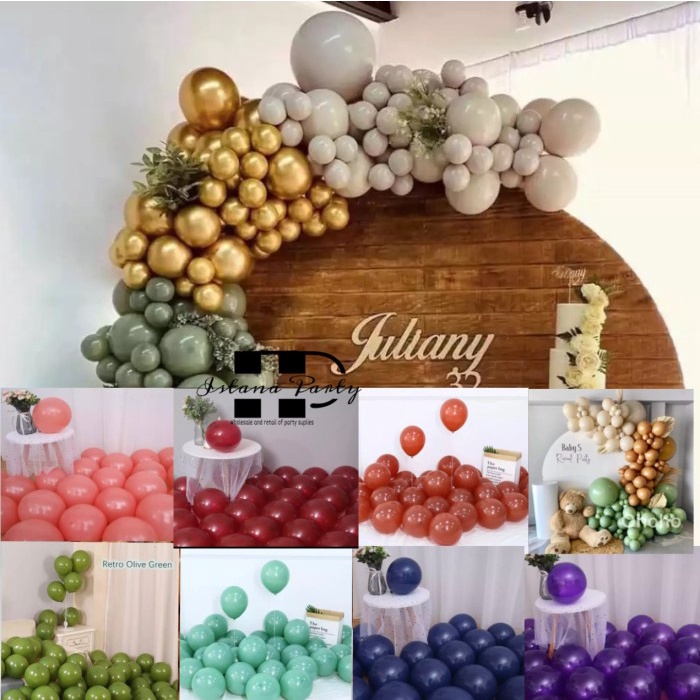 Jual balon latex retro 12 inch / balon latex retro vintage per pack isi ...