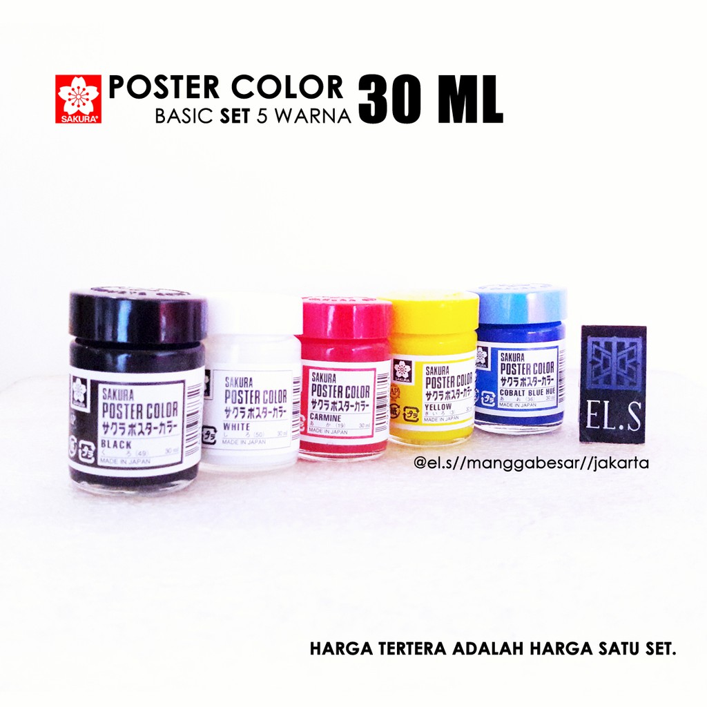 Jual Sakura Poster Color 30 ml Set 5 Warna Basic | Shopee Indonesia