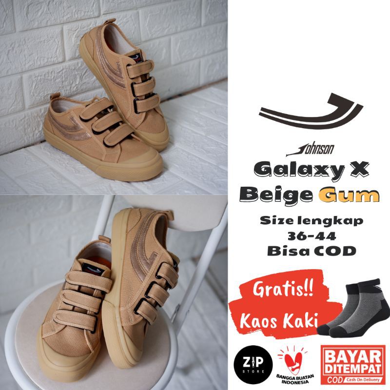 Jual SEPATU JOHNSON GALAXY X VELCRO LOW BEIGE GUM SNEAKER JOHNSON ...