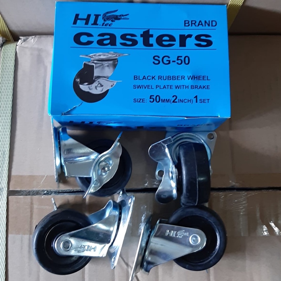 Jual Roda Kursi/Roda Kastor/Karet Gepeng Hitam 2" + Rem (@4PCS ...