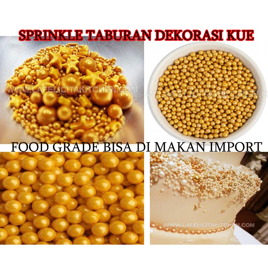 Jual SPRINKLE GOLD EMAS MUTIARA BINTANG PEARL SUGAR KUE DEKORASI HIASAN ...