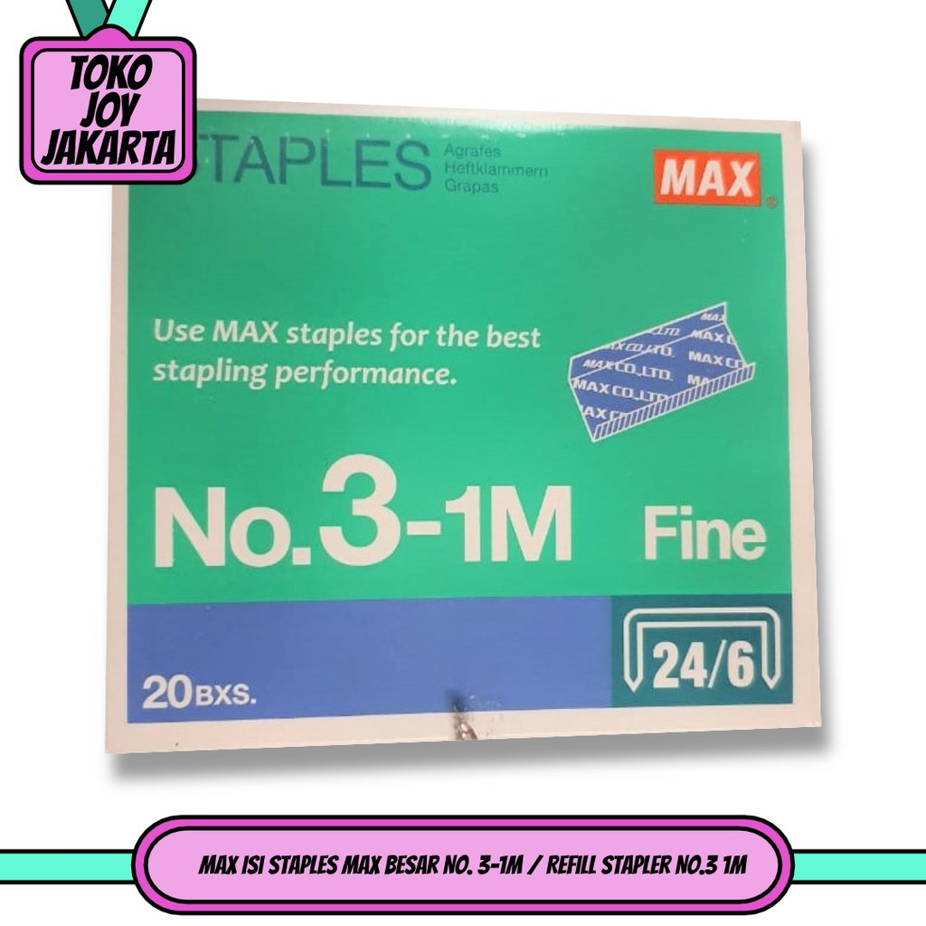 Jual MAX Isi Staples Max Besar No. 3-1M / Refill Stapler No.3 1M ...