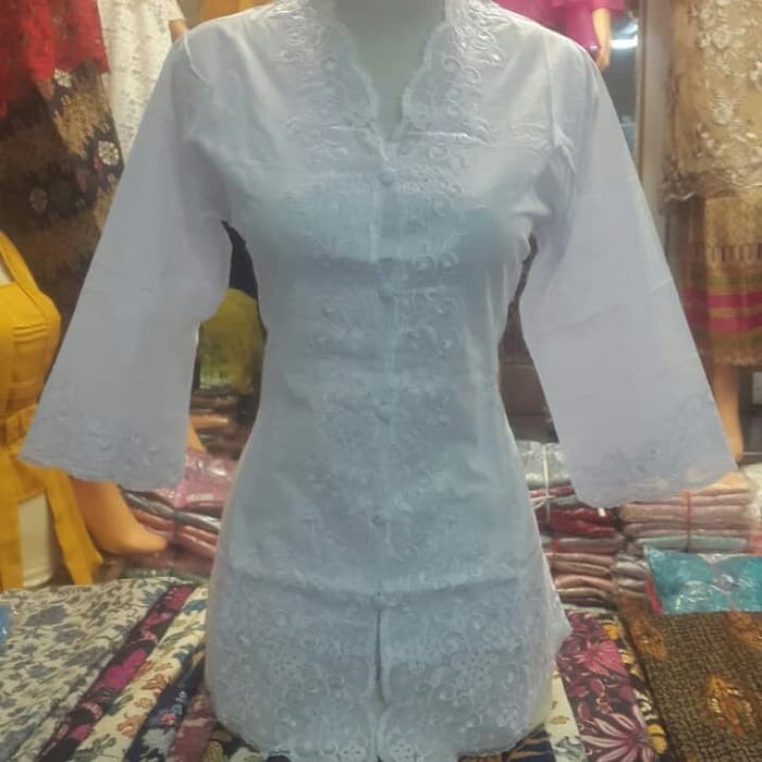 Jual Real pict kebaya modern / kebaya jadi katun bordir encim lengan 3/ ...
