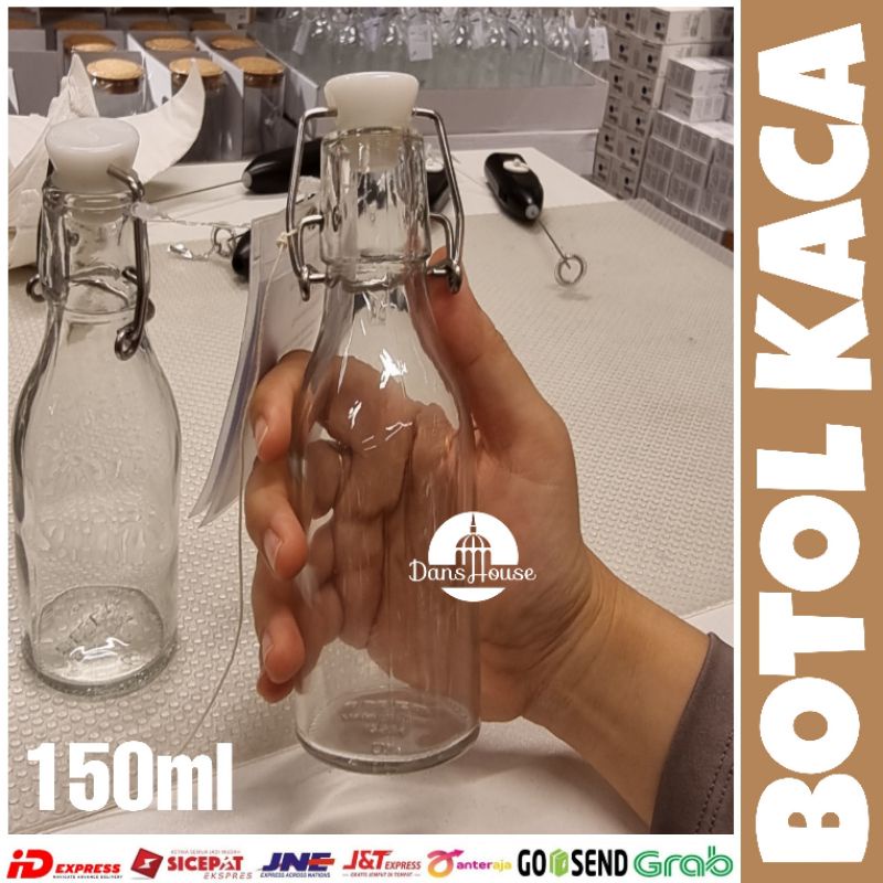 Jual (Dans) Glass Bottle Botol Kaca Bening 150ml Dengan Penutup 1 Pcs ...