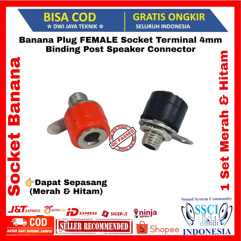 Jual Banana Plug FEMALE Socket Terminal 4mm Binding Post Speaker ...