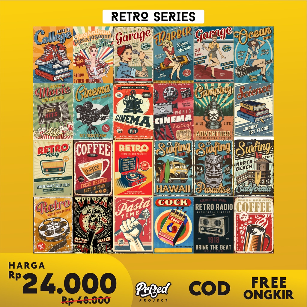 Jual Poster Dinding Aesthetic | Poster Aesthetic | Poster Murah | Poster Retro Vintage Isi 24 ...