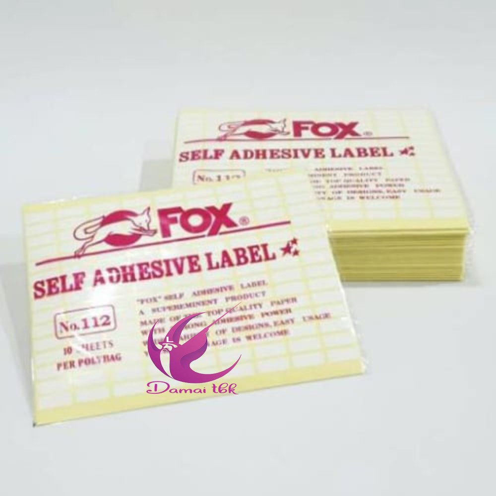 Jual Kertas / Label Stiker Fox No. 99 100 101 102 103 104 105 106 107 ...