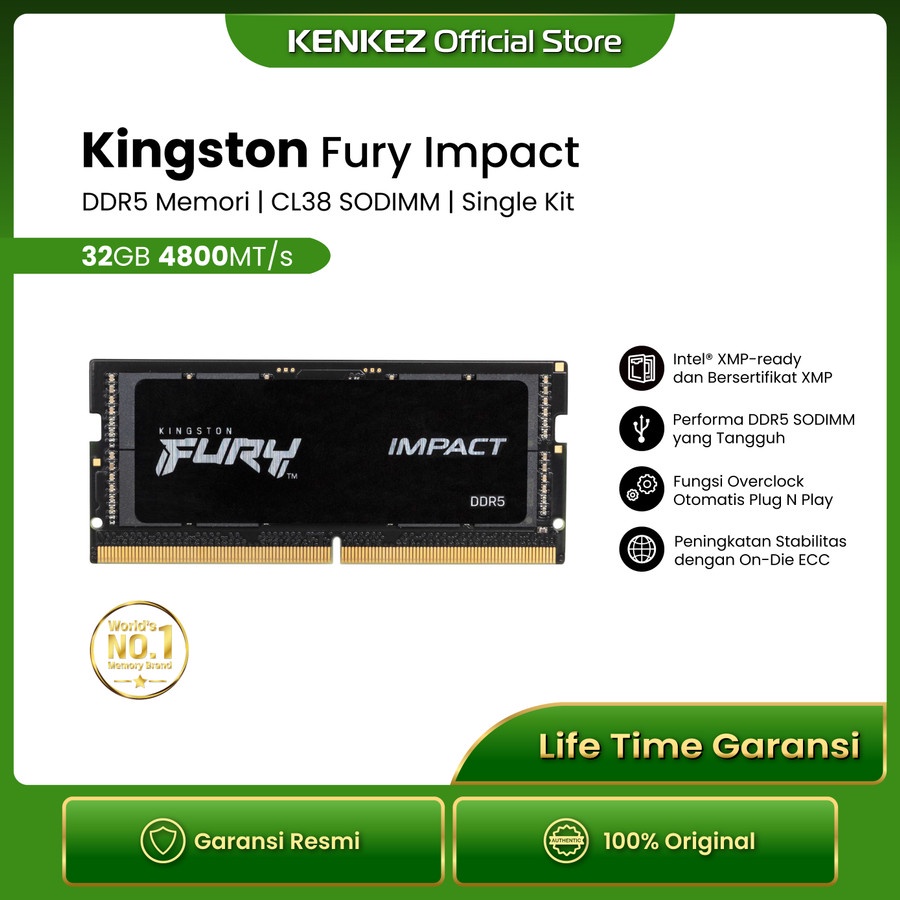 Jual Kingston FURY IMPACT SODIMM 32GB DDR5 4800MHz CL38 | Shopee Indonesia