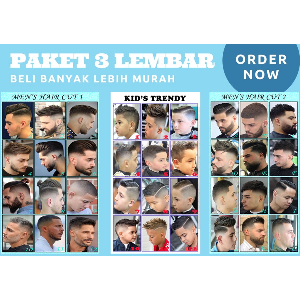 Jual 3 Lembar Poster pangkas rambut / Model rambut pria korea / model ...
