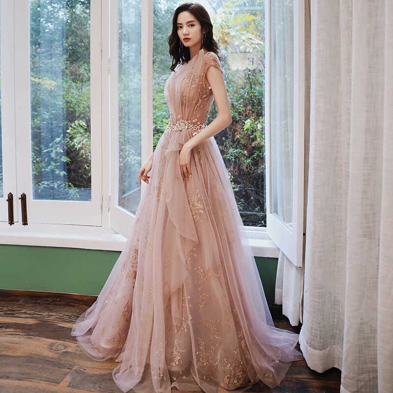 Jual SOLANI Rok gaun malam merah muda perempuan 2022 temperamen baru ...