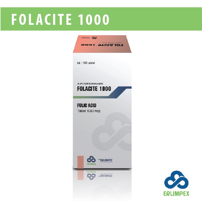 Jual Folacite Folic Acid Asam Folat 1000 mcg Botol 100 Tablet | Shopee ...