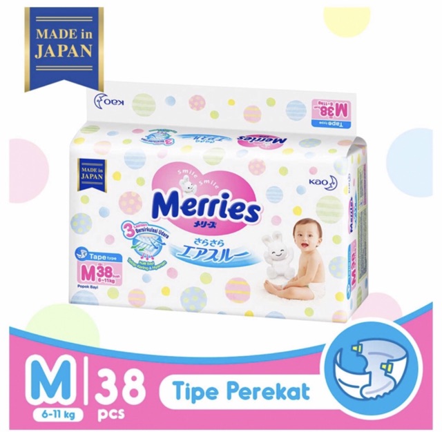 Jual MERRIES Tape Premium Ukuran M38 / MERRIES Popok Perekat Premium ...