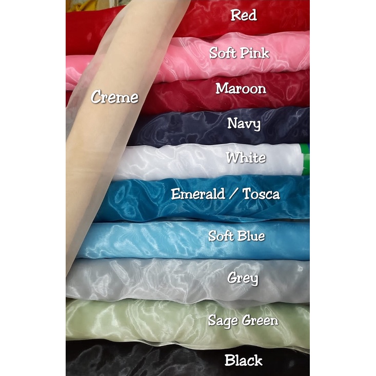 Jual Kain Organza Organdi Polos Premium Silk Kain Kaca Meteran | Shopee ...