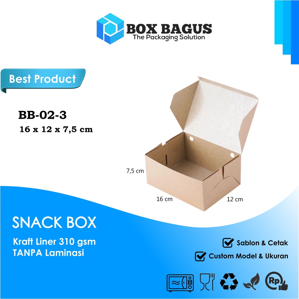 Jual BOX DUS 16x12x7,5 KRAFT 310 GSM - KOTAK HAMPERS MAKANAN NASI KUE ...
