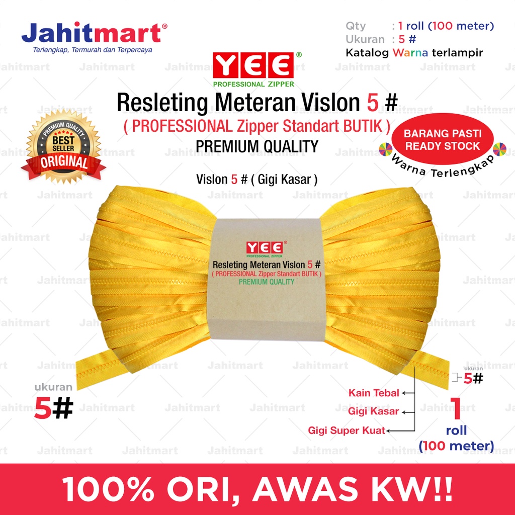 Jual Resleting Meteran - Zipper Roll Vislon merk YEE 5# Per-roll ...
