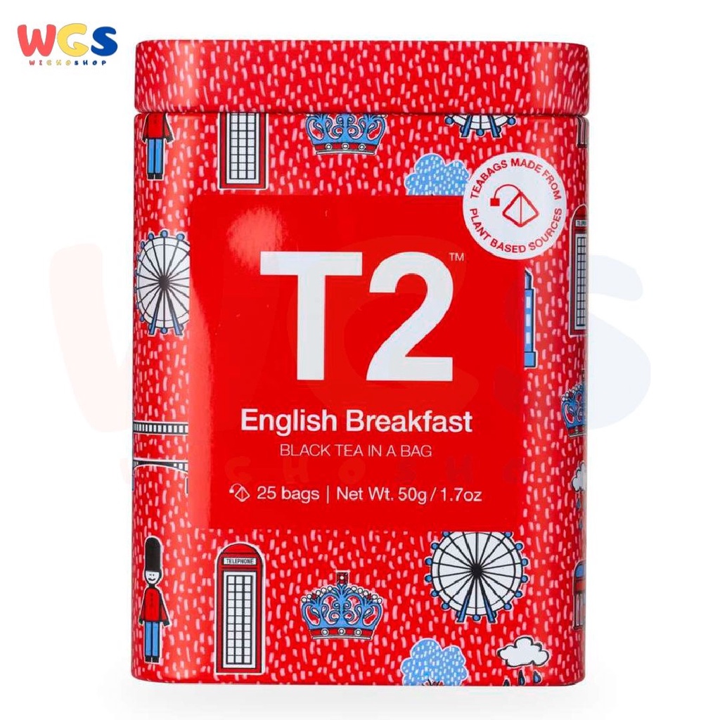 Jual T2 Tea English Breakfast Black Tea Icon Tin 25 Tea Bags 50g ...