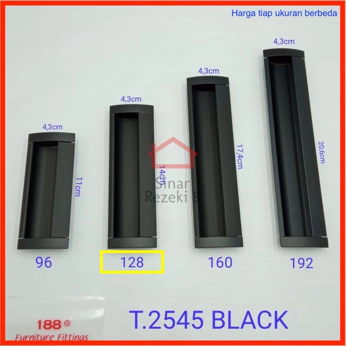 Jual Handle Tanam 2545 HITAM Tarikan Geser Pintu Handel Lemari ...