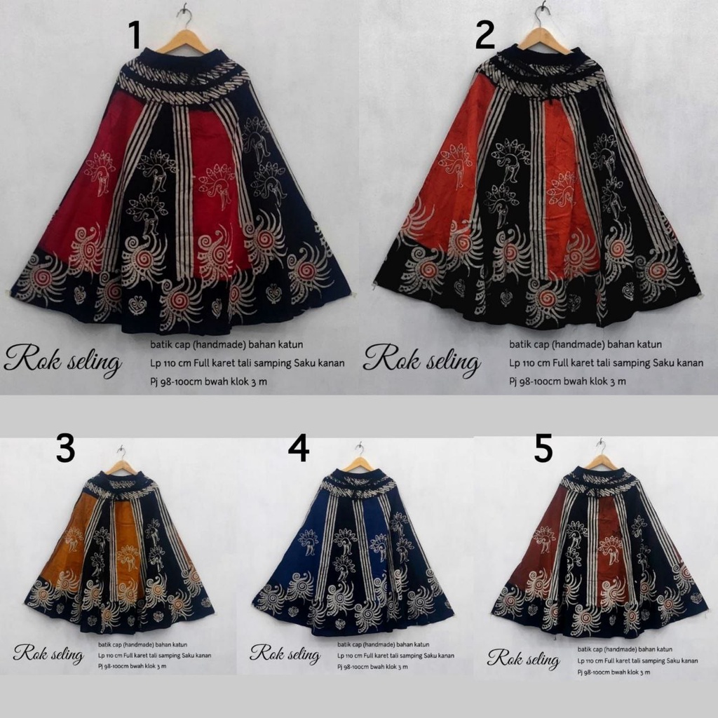Jual Rok Cap Sinaran Warna Katun Seling Bawahan Batik Formal Katun ...