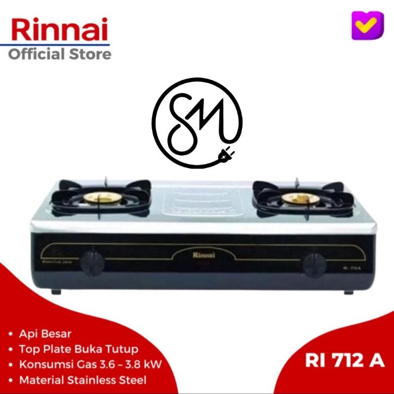 Jual Kompor Gas Rinnai RI-712A Jumbo 2 tungku Grande series Stainless ...