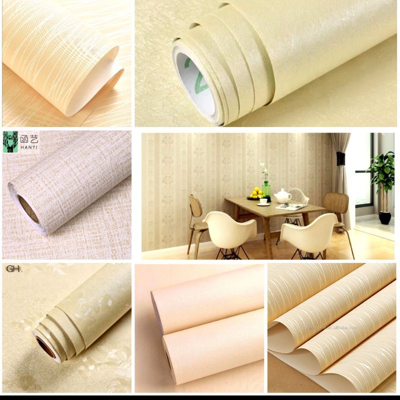 Jual Wallpaper Sticker Dinding Cream Salur Abstrak Kream Salur Batik Kream Embos | Shopee Indonesia