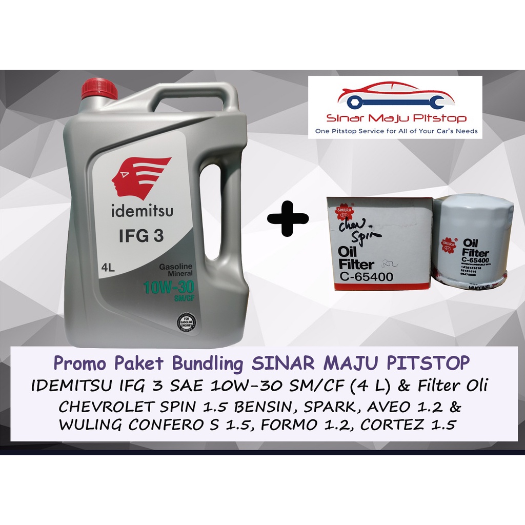 Jual Paket Bundling Oli IDEMITSU 10W-30 SM/CF 4L & Filter CHEVROLET ...