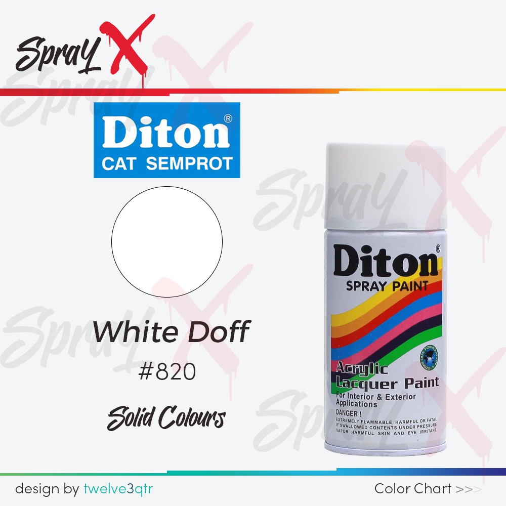 Jual DITON SOLID WHITE DOFF 820 / PUTIH DOP #820 300ML - SPRAY PAINT ...