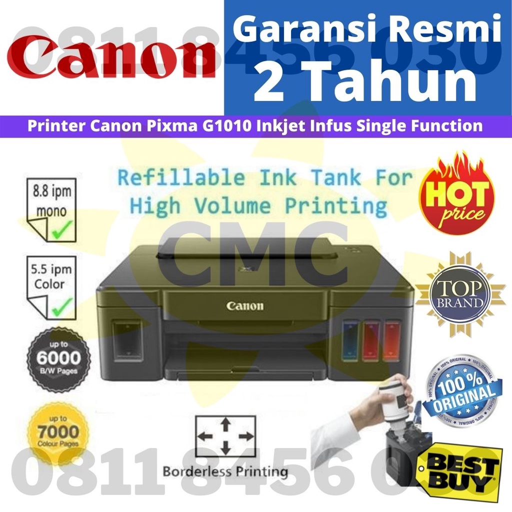 Jual Printer Canon PIXMA G1010 RESMI PRINTER CANON G 1010 Ink Tank ...
