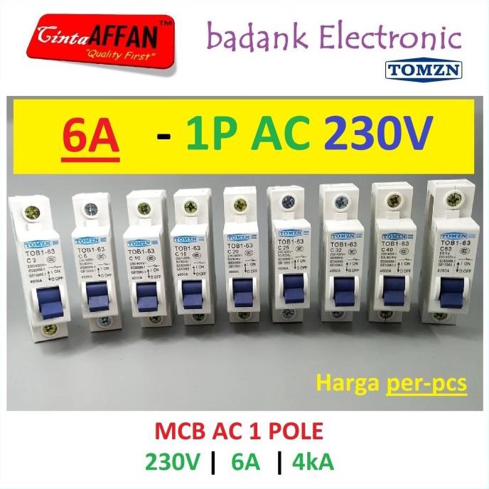 Jual Produk Unggulan] MCB AC 1P C6 6A 230V 4kA Miniature Circuit Breaker DIN RAIL | Shopee Indonesia