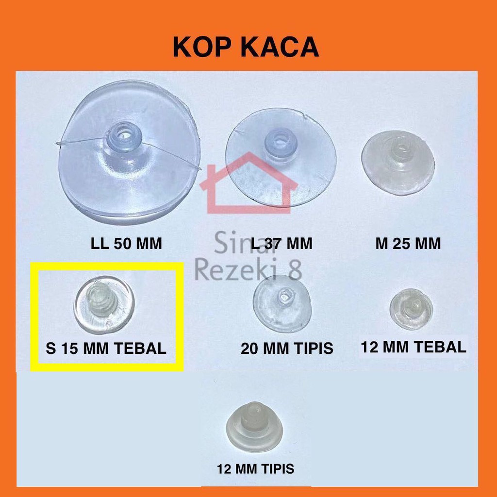 Jual Kop Kaca Karet 15 mm TEBAL Bening / Transparan Pengganjal Meja ...