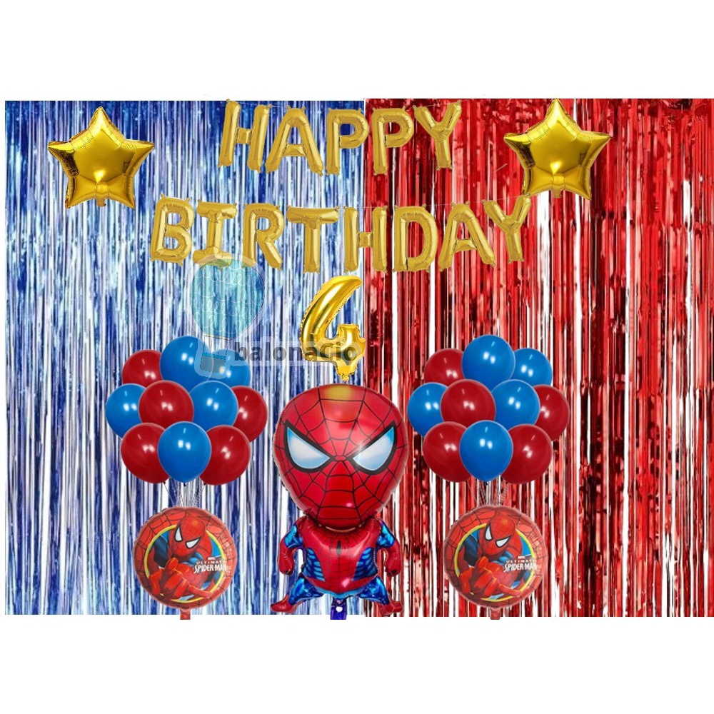 Jual Paket Set Dekorasi Ulang Tahun Spiderman 3/ Balon Spiderman Tirai ...