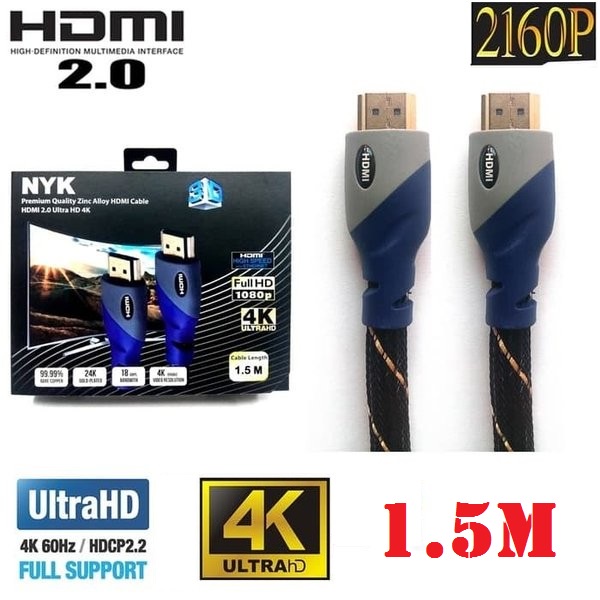 Jual Kabel NYK Cable HDMI Premium Zinc Alloy 4K V2.0 Support 2160P 1.5M ...