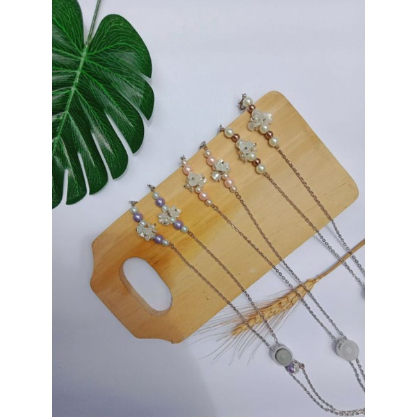 Jual model rantai bunga mini strap mask 2 in 1 konektor masker hijab ...