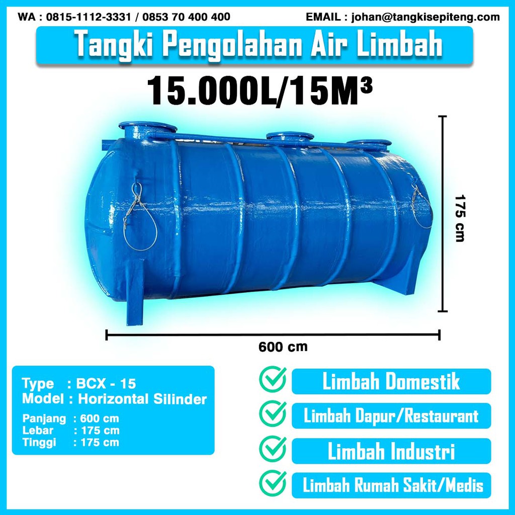 Jual 15000L-TANGKI Pengolahan Air Limbah IPAL|15000 Liter-15M3|STP ...