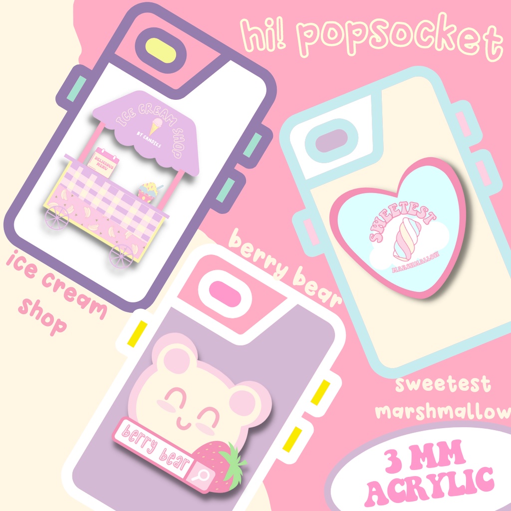Jual [Candies Bear] HI! Popsocket Acrylic Popsocket Griptok Akrilik ...