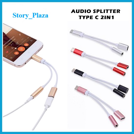 Jual Kabel Audio Splitter Type C 2in1 Male To Female Jack 3.5Mm dan ...