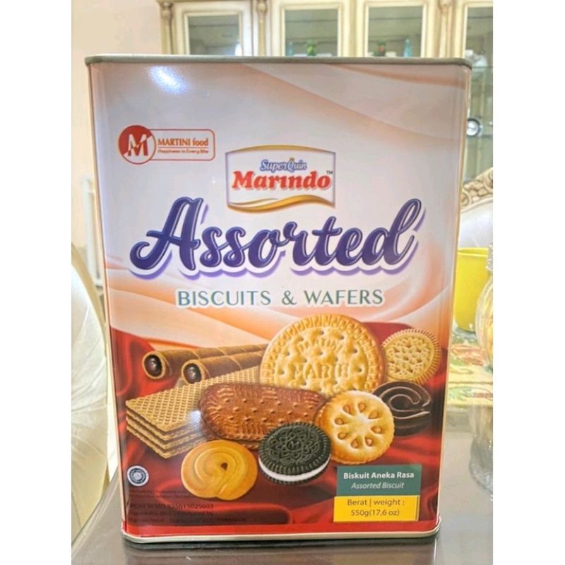 Jual Marindo Assorted Biscuits & Wafers Kaleng 700 gram 700gr Superquin ...