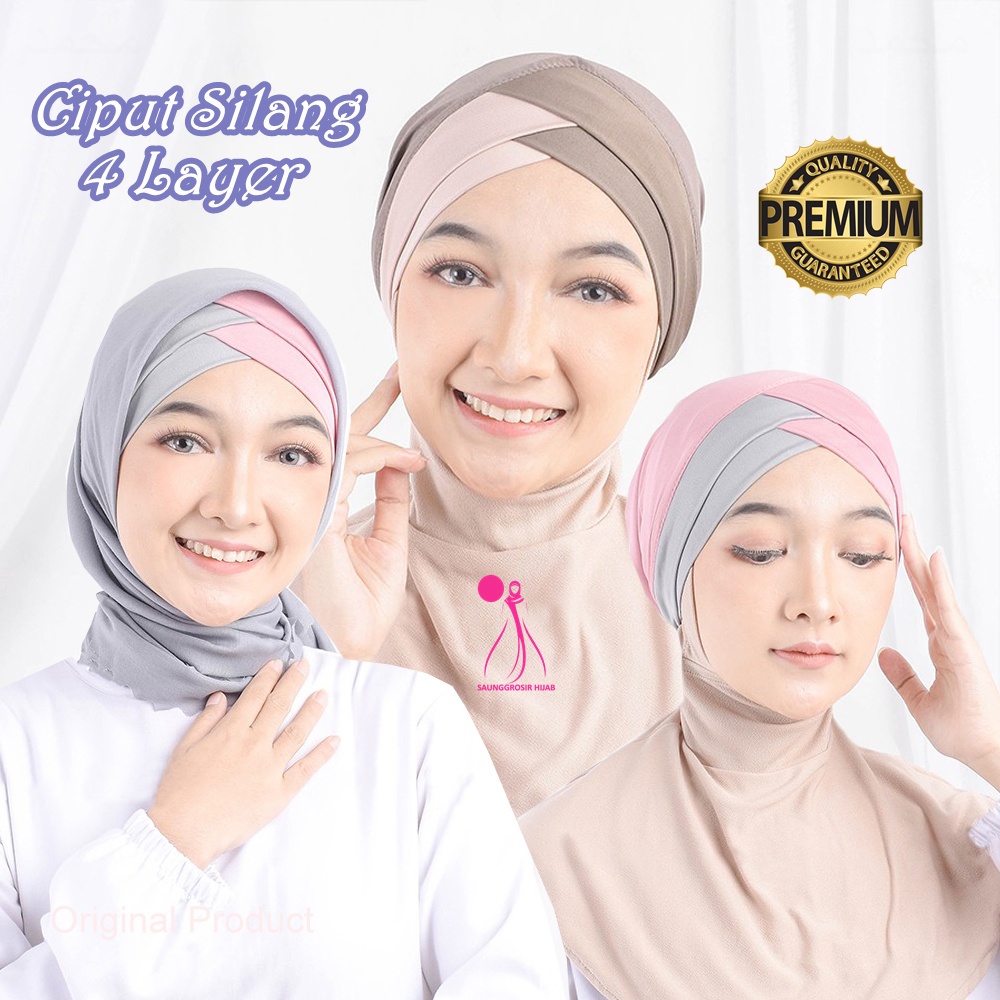Jual Dalaman Jilbab Premium Ciput Hijab Model Iner Kerudung Zigzaq 2 Warna 4 Layer Jersey Halus ...
