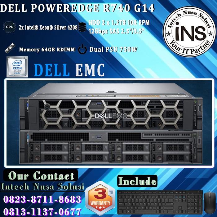 Jual DELL Server PowerEdge R740 Dual Xeon Silver 4208 64GB 2x1.2TB 10K ...