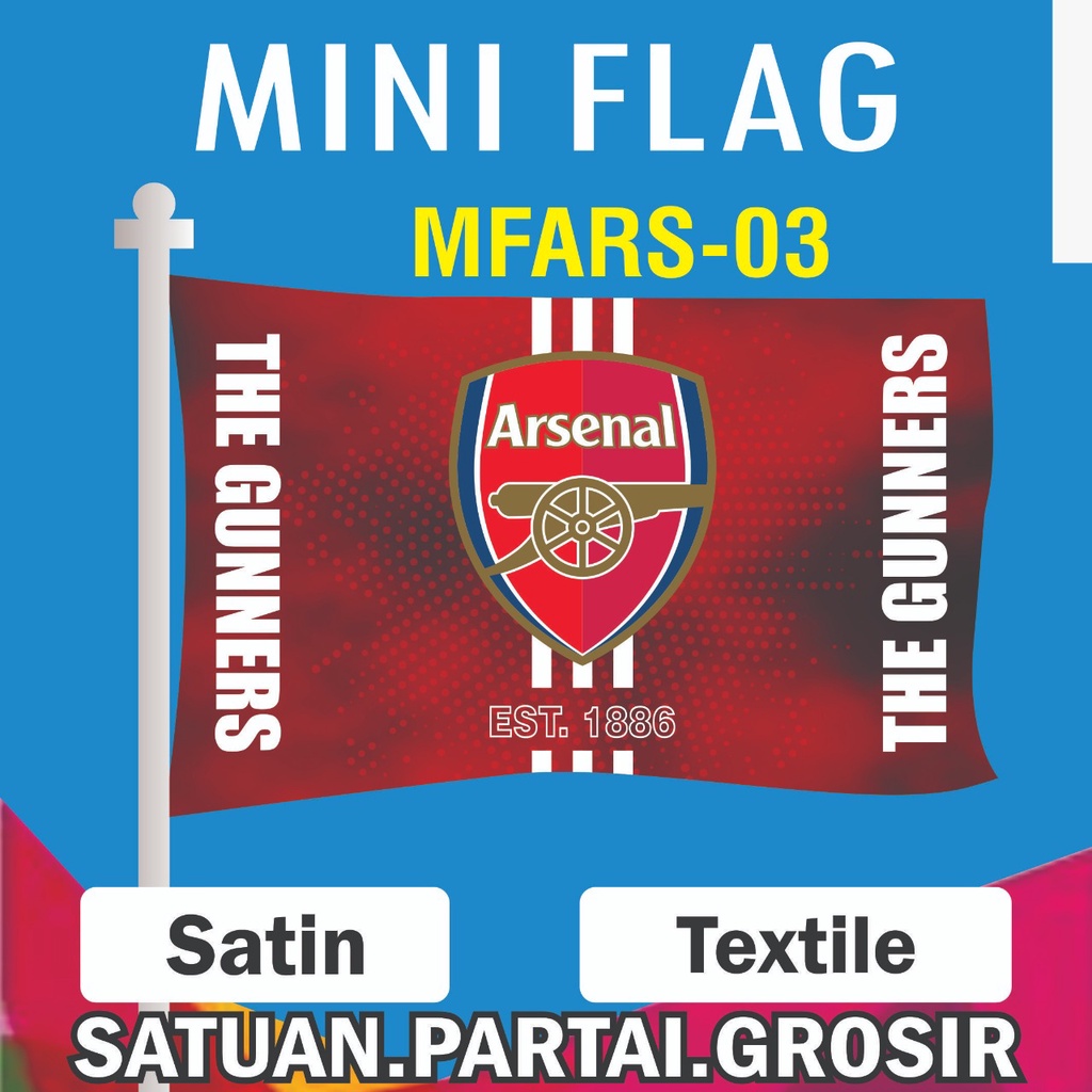 Jual Cetak Bendera Full Printing Design ARSENAL / Cetak Mini Flag ...