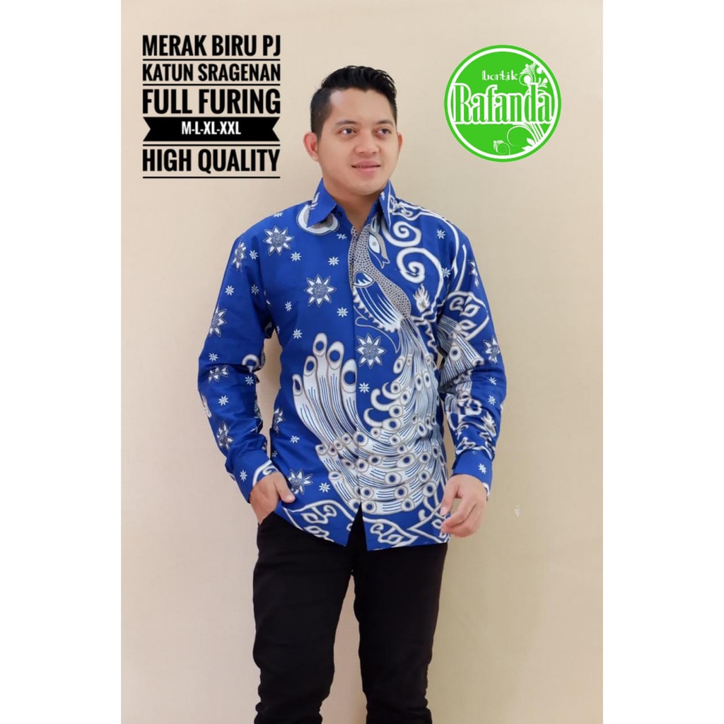 Jual Batik MERAK BIRU Kemeja Batik Pria Lengan Panjang by RAFANDA BATIK ...