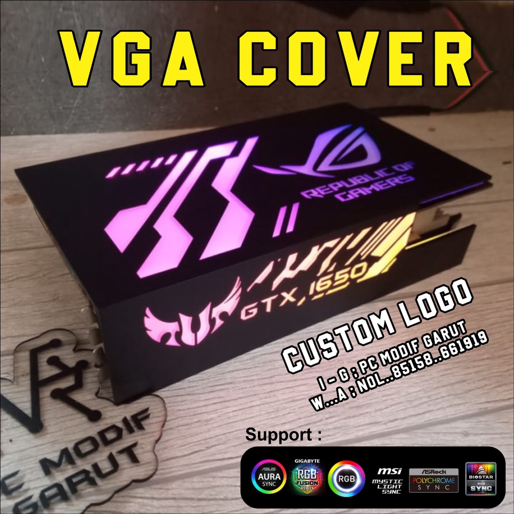 Jual backplate vga atas dan samping led rgb rainbow logo custom SYNC ...