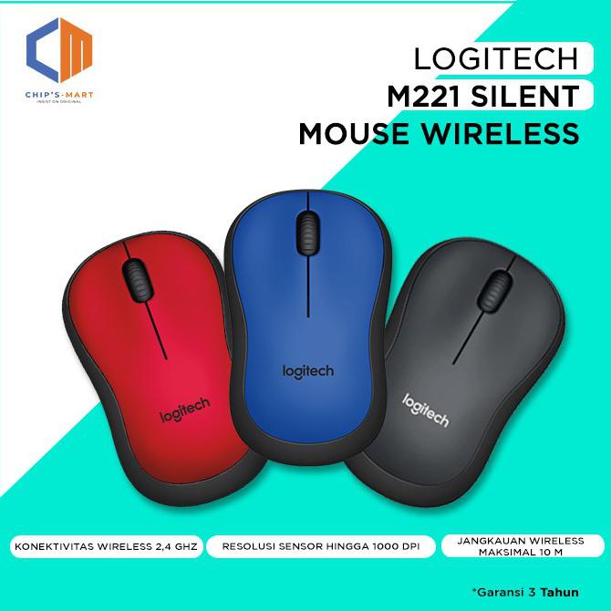 Jual LOGITECH M221 Mouse Wireless Silent Click - 100% original - Merah ...